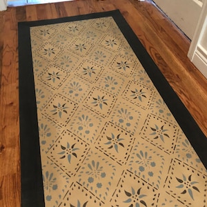 Early American Floorcloth. Primitive Floor Cloth. Folk Art Area Rug ...