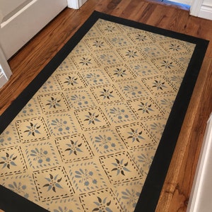 Early American Floorcloth. Primitive Floor Cloth. Folk Art Area Rug ...