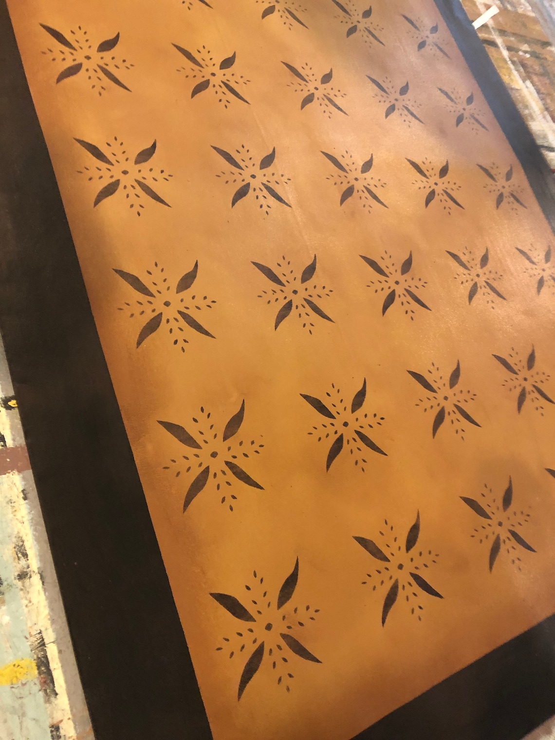 Early American Floorcloth. Primitive Floor Cloth. Folk Art - Etsy