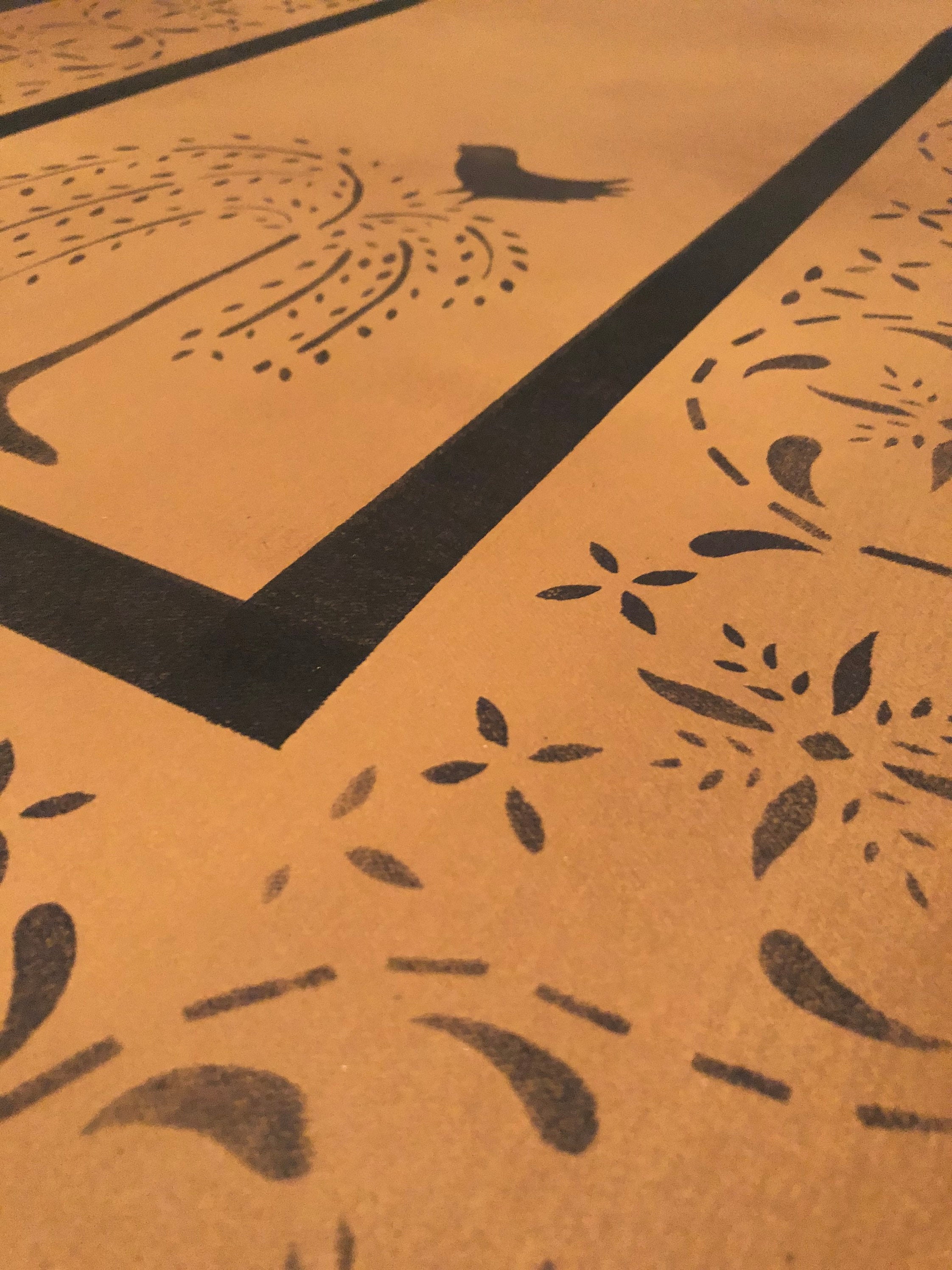 Early American Floorcloth Area Rug. Primitive Floor Cloth. Bird in ...