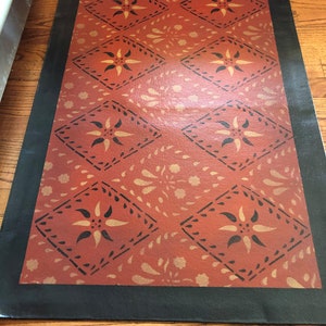 Early American Floorcloth. Primitive Floor Cloth. Folk Art Area Rug ...