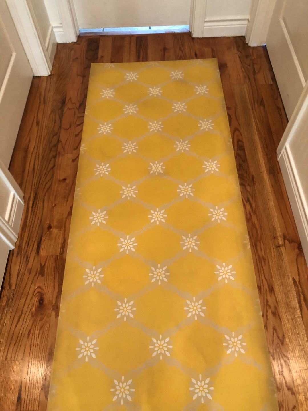 Hand Painted Wipeable Rug floorcloth/mat in a Gorgeous New Vintage ...