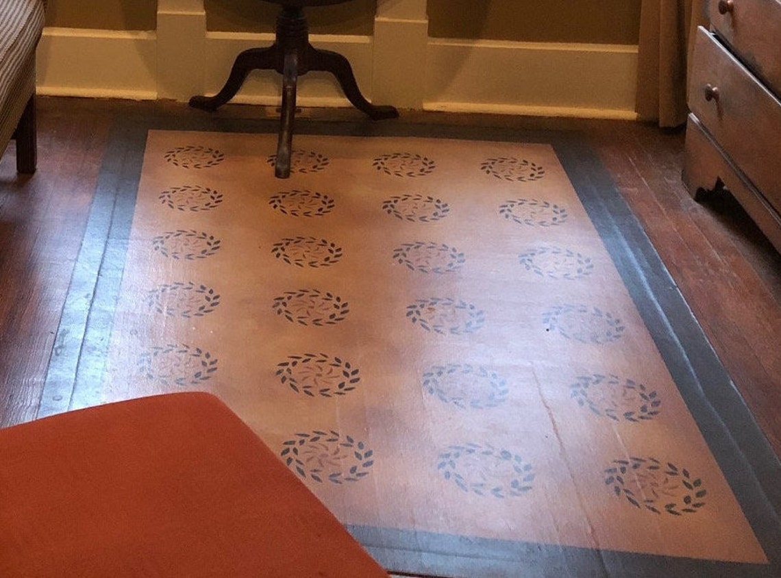 Early American Floorcloth. Primitive Floor Cloth. Folk Art - Etsy