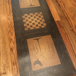 Early American Decor Primitive Floorcloth Table Runner. Hand Painted ...