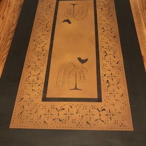 Early American Floorcloth Area Rug. Primitive Floor Cloth. Bird in ...