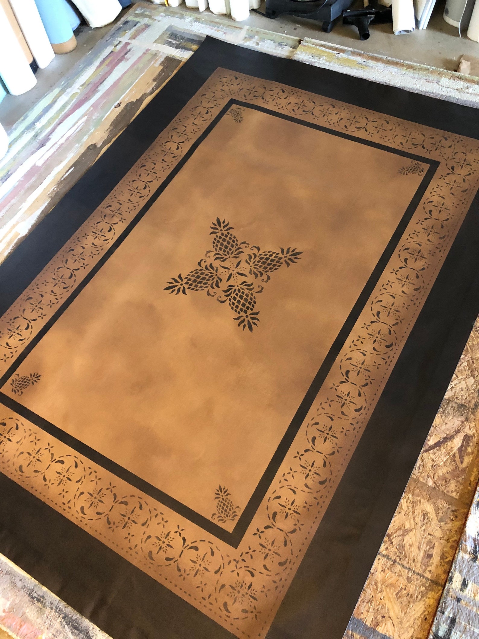 Early American Floorcloth Area Rug. Primitive Floor Cloth. - Etsy