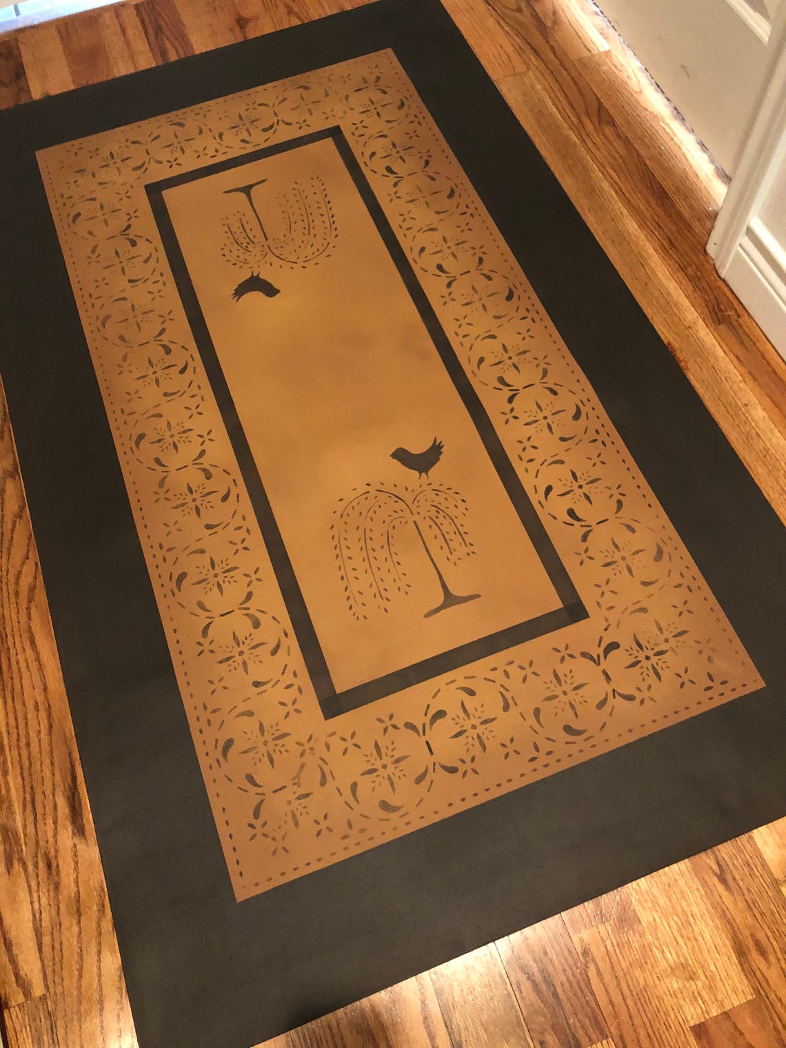 Early American Floorcloth Area Rug. Primitive Floor Cloth. - Etsy