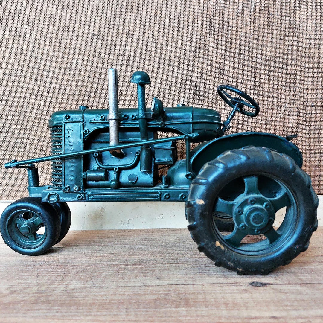 Antique Metal Tractor | Handcrafted Farm Decor | Rustic Green Tractor ...