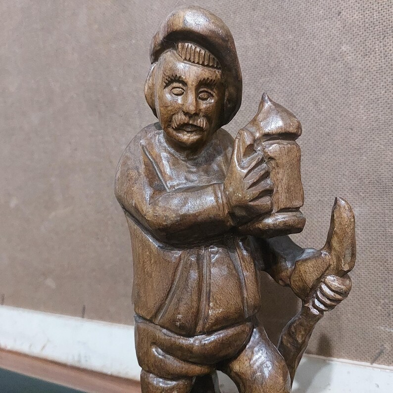 One Piece Wooden Figure of Man With Beer Stein in Hand | Handmade Wood ...