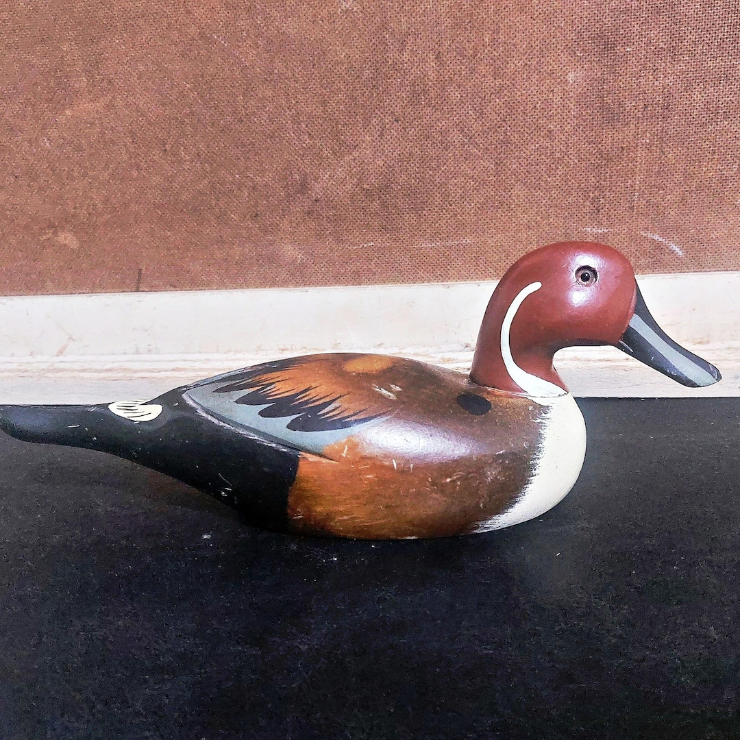 Vintage Hand Painted Wooden Duck Figure | Collectible Wooden Duck ...