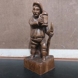 One Piece Wooden Figure of Man With Beer Stein in Hand | Handmade Wood ...