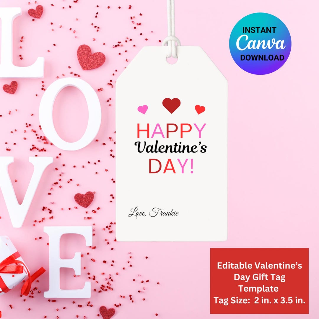 Editable Valentines Day Gift Tags Canva Template - Etsy