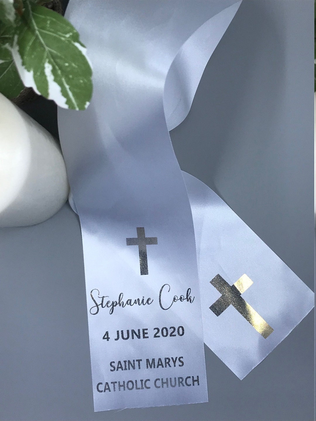 Personalised Baptism Sash With Custom Metallic Print 75mm X 70cm - Etsy ...