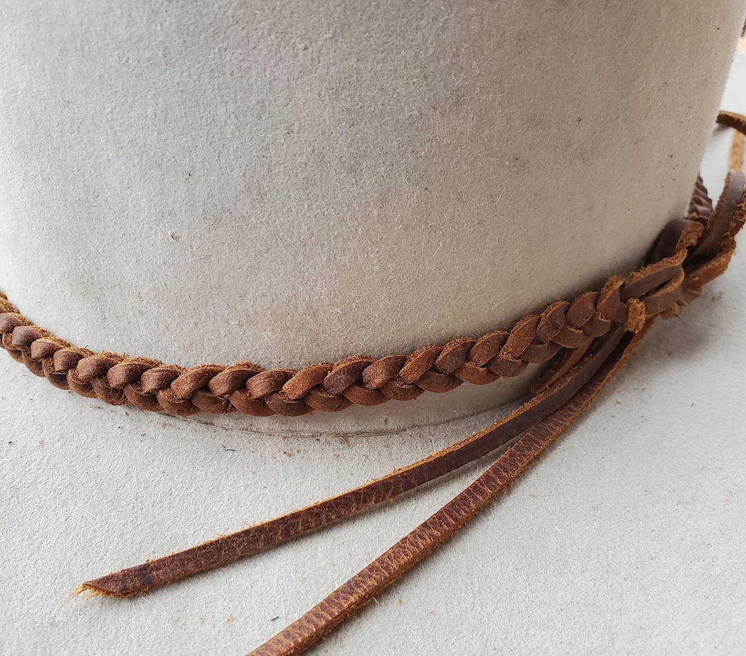 Braided Leather Hat Band, Rugged Hat Band, Custom Fit Braided Leather ...