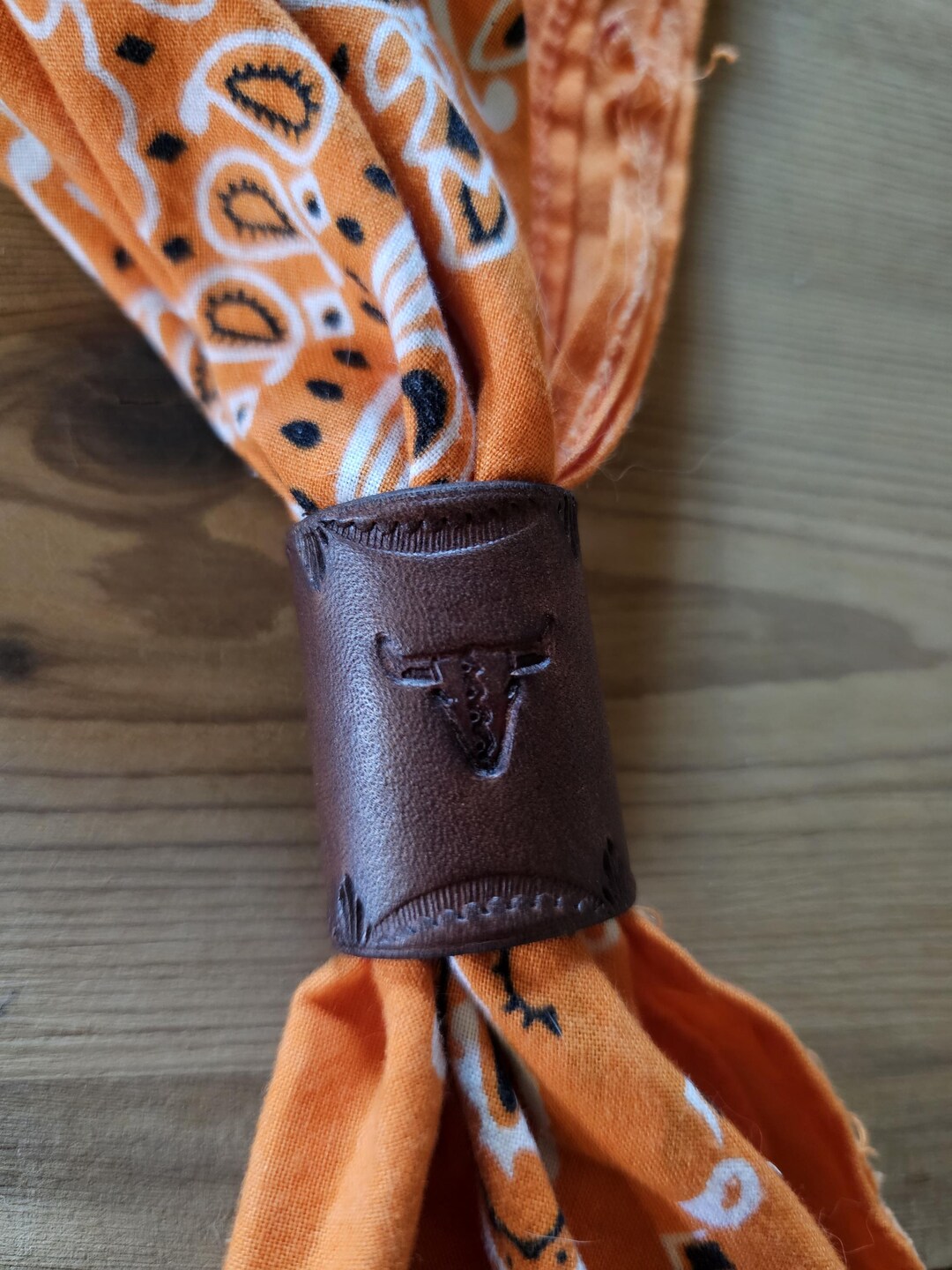 Leather Bandana Slide, Scarf Slide, Rag Slide, Bandana Holder, Scarf ...