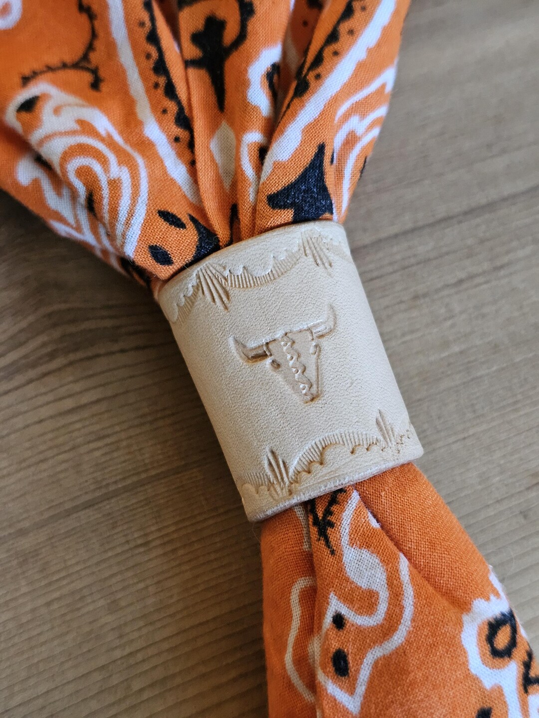 Handmade Leather Cow Skull Bandana Slide: Western Scarf Holder - Etsy