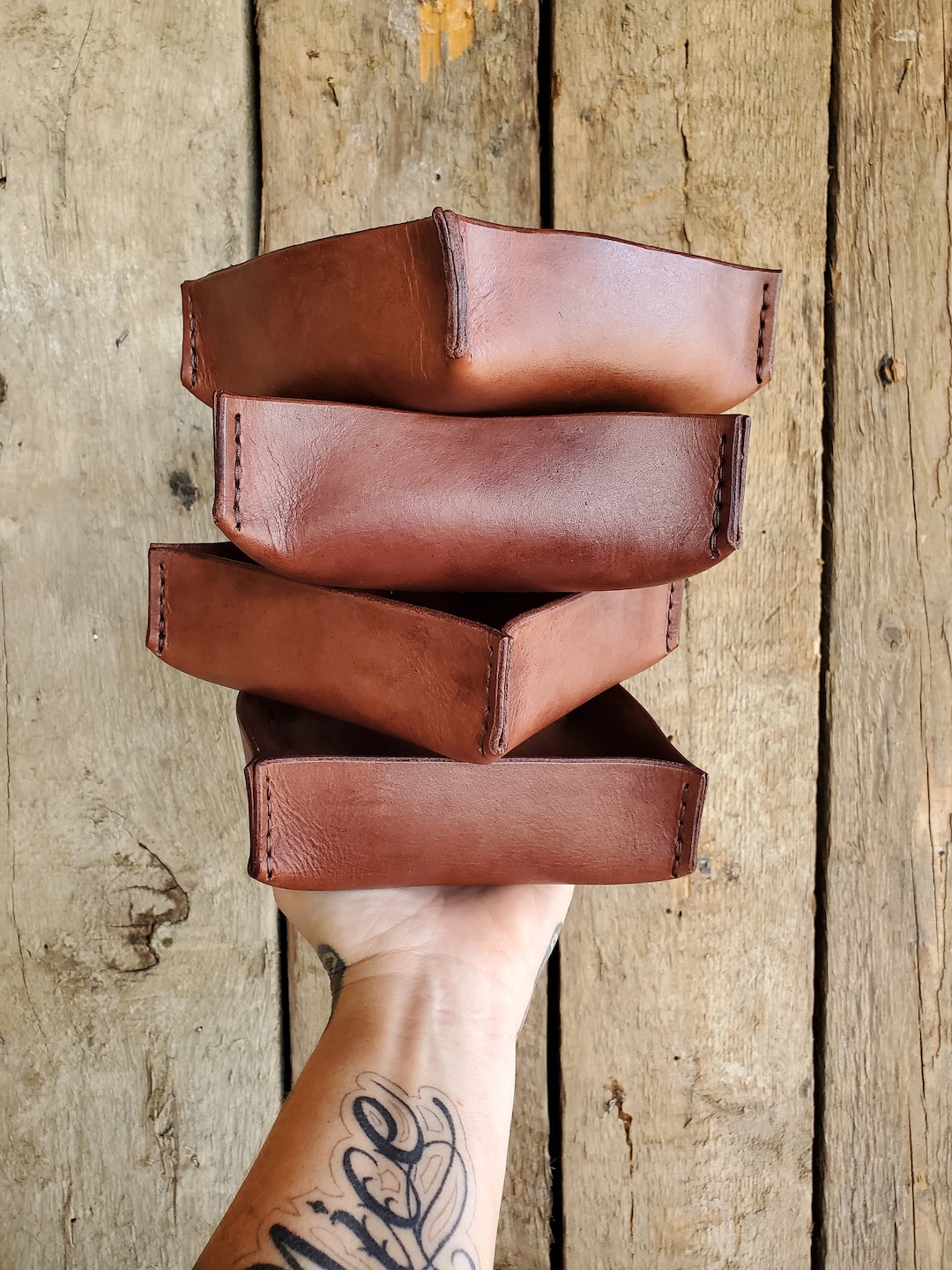 Handmade Leather Desk Valet Tray, Cognac Brown, Key Catch All - Etsy