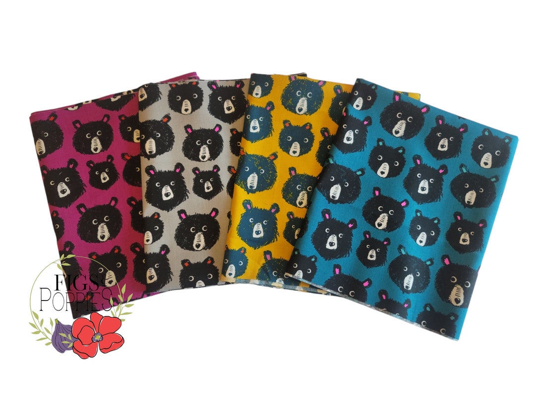Ruby Star Teddy and the Bears Bear Faces Mini FQ Bundle 4 Fat Quarters ...
