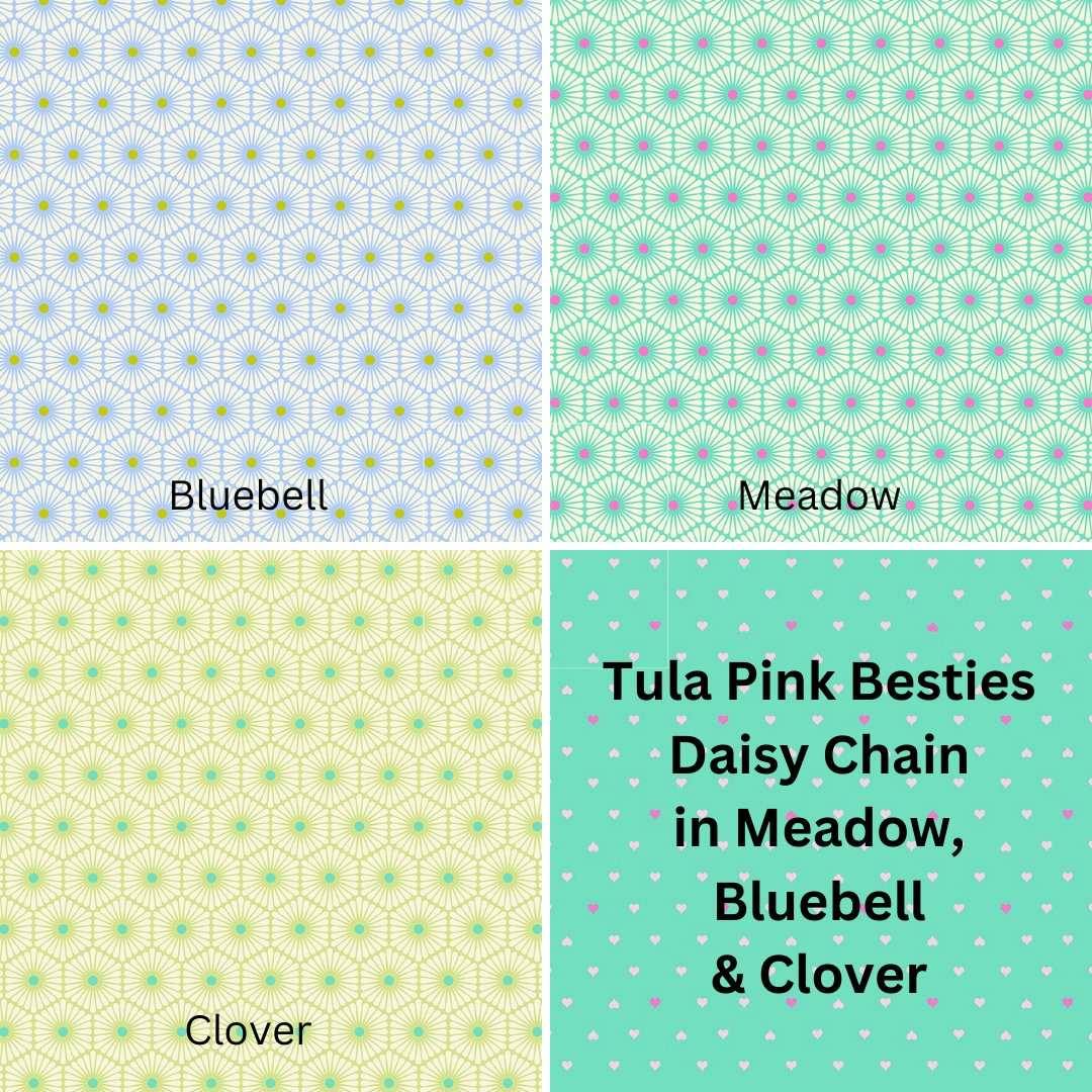 Daisy Chain in Clover, Bluebell & Meadow Besties Fabric Tula Pink Half ...