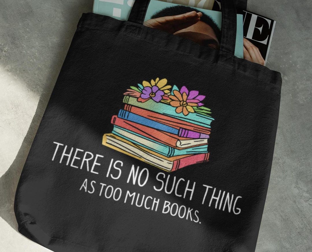 Book Lover Tote Bag, Floral Book Bag, Book Carrying Bag, Book Lover ...