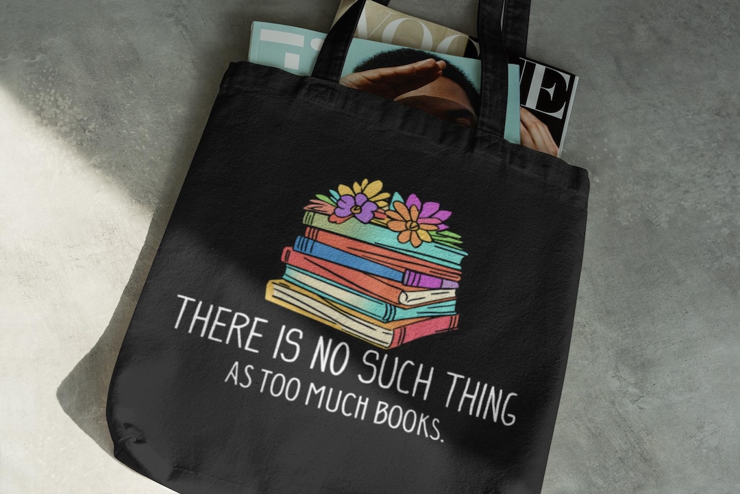 Book Lover Tote Bag, Floral Book Bag, Book Carrying Bag, Book Lover ...
