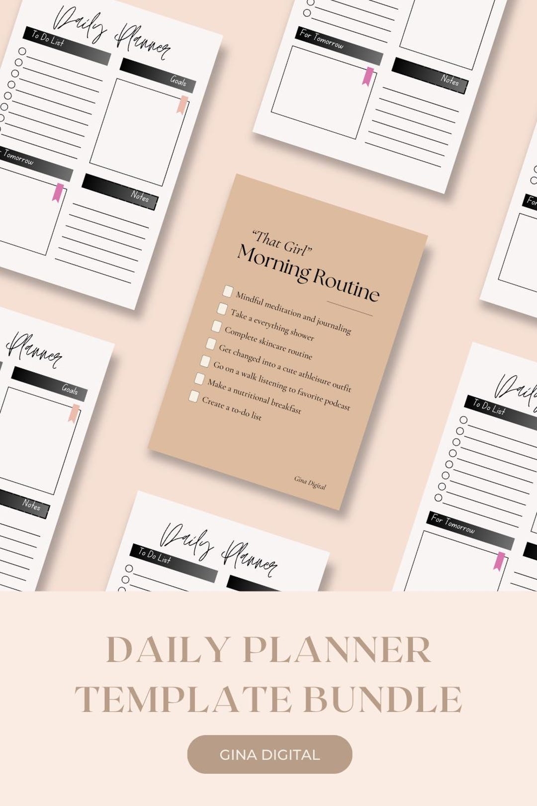 Daily Planner Template Bundle (to Do Lis - Self Care - Morning Routine ...