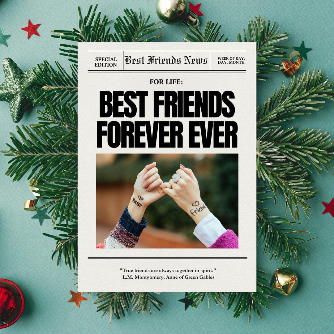 Best Friends Newspaper Printable Custom Gift for Your BFF, Unique ...