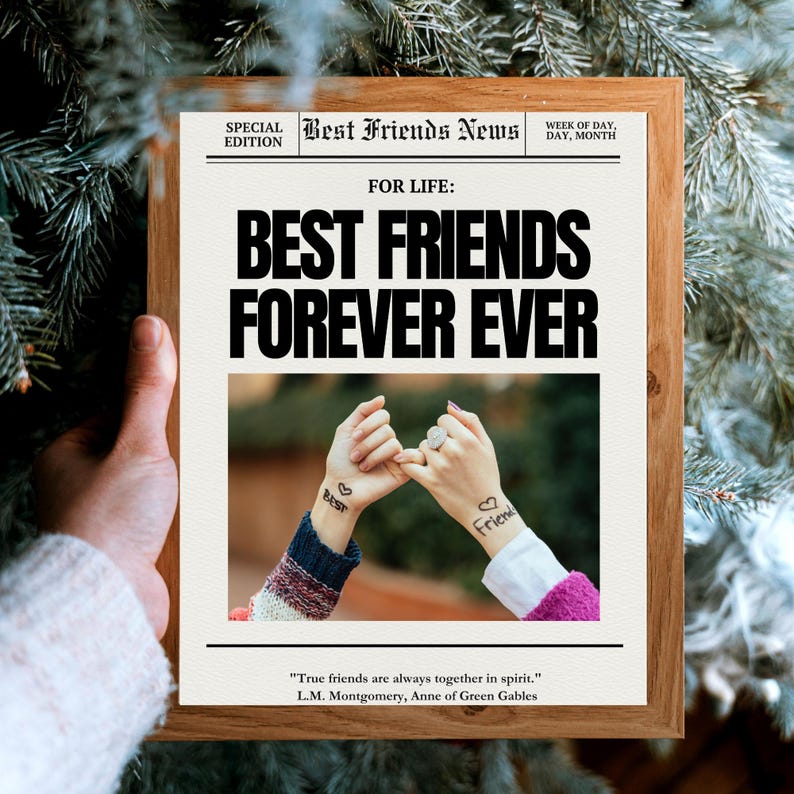 Best Friends Newspaper Printable - Custom Gift for Your BFF, Friendship ...