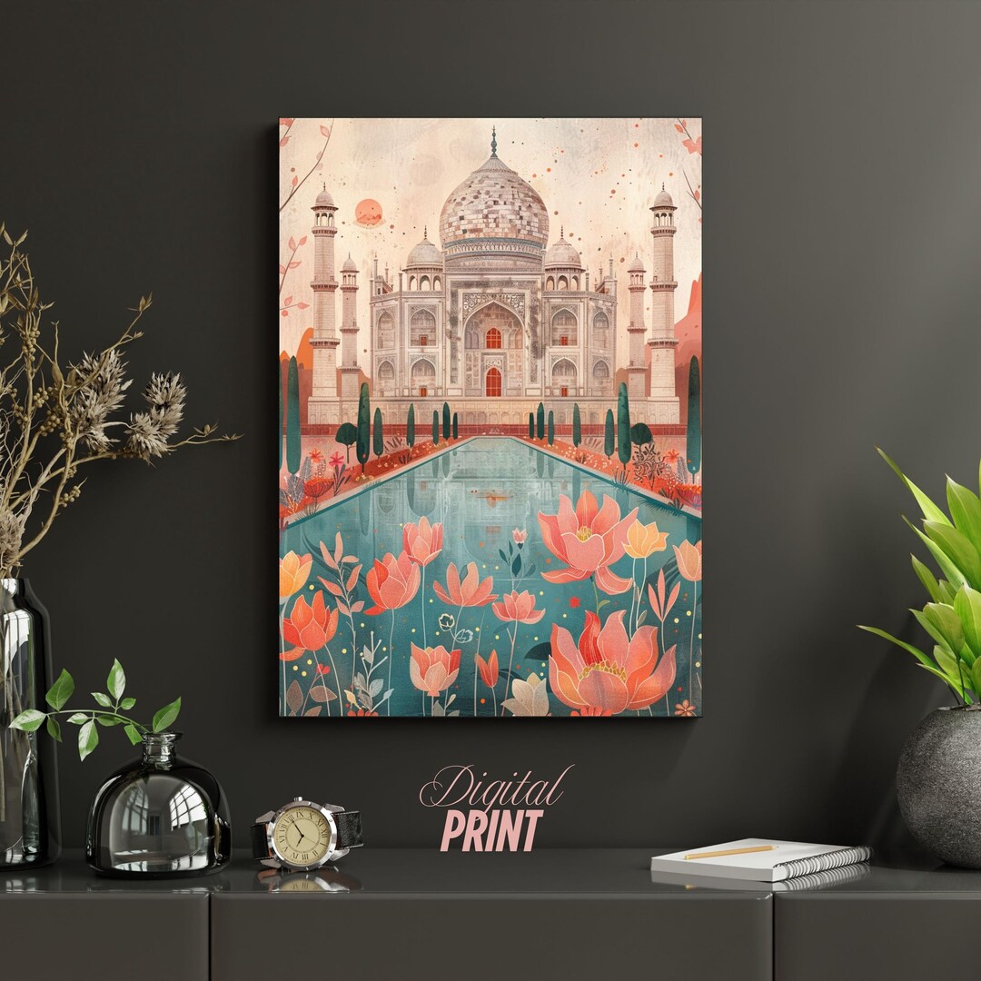 Taj Mahal Wall Art Printable – Indian Landmark Digital Download ...