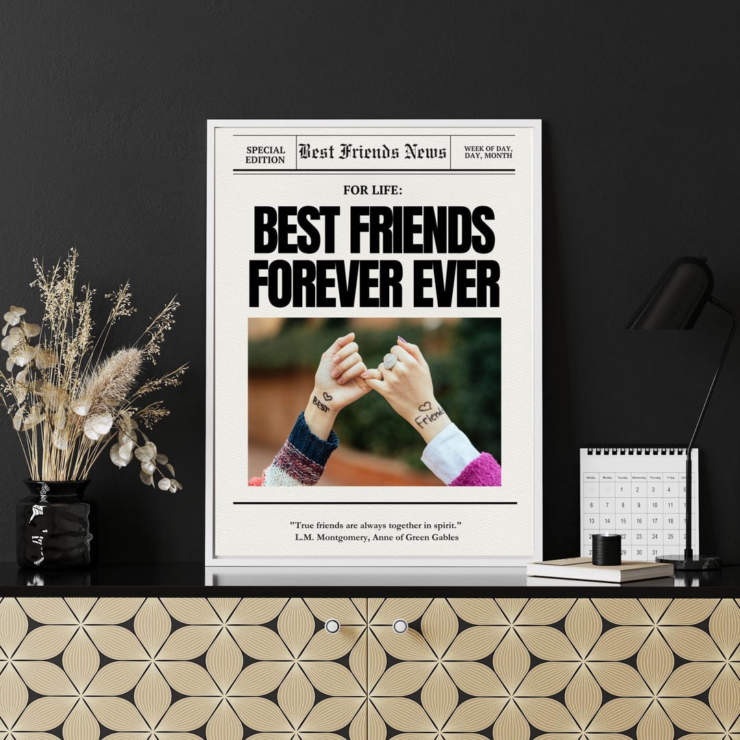 Best Friends Newspaper Printable - Custom Gift for Your BFF, Friendship ...
