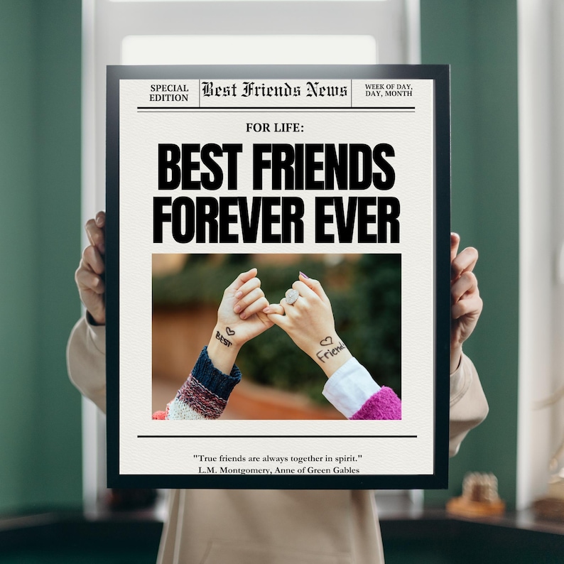 Best Friends Newspaper Printable Custom Gift for Your BFF, Unique ...