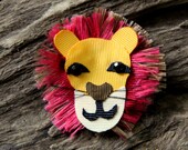 Items similar to Lion Lioness Ribbon Sculpture Hair Clip Zoo Bow on Etsy
