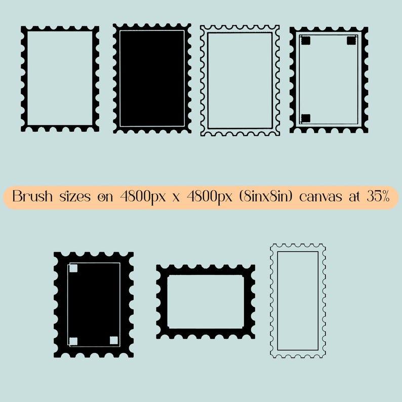 Procreate Vintage Postage Stamp Brush Set, Stamp Shape Stamps, Simple ...