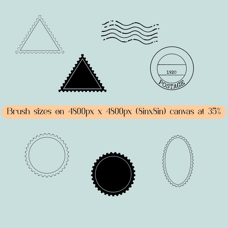 Procreate Vintage Postage Stamp Brush Set, Stamp Shape Stamps, Simple ...