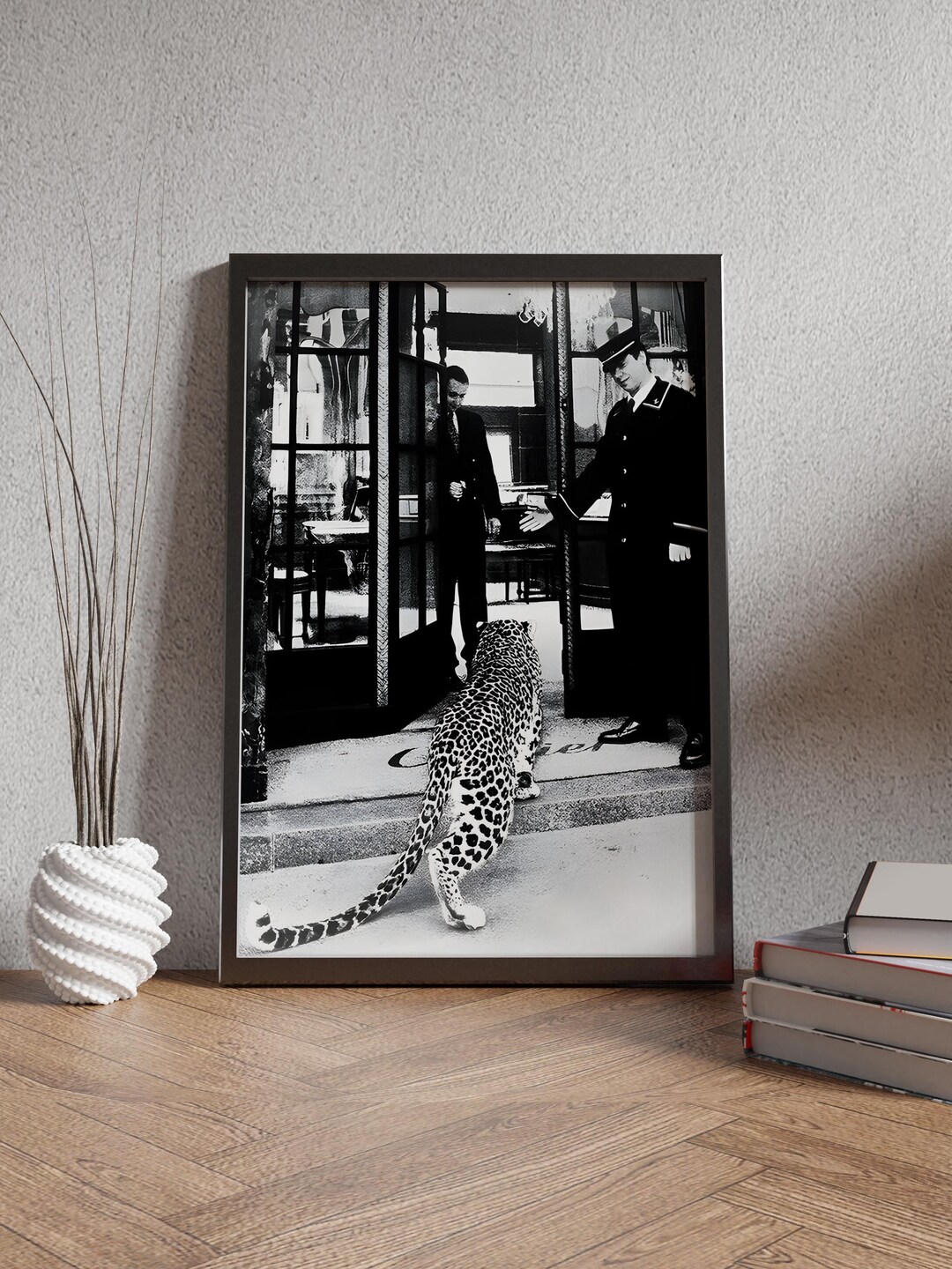 Retro Panther Restaurant Print: Black and White Photography Canvas Art ...