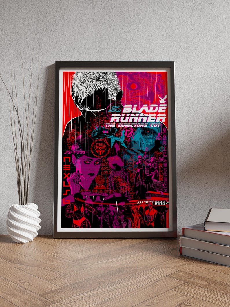 Canvaskunst Blade Runner - Harrison Ford-filmposter, kleurrijk ...