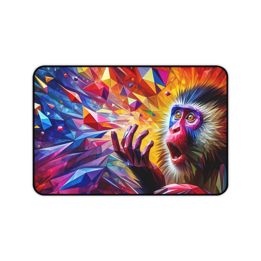 Digital Monkey Desk Mat, Mind Blown Mouse Pad, Stunning Digital Art ...