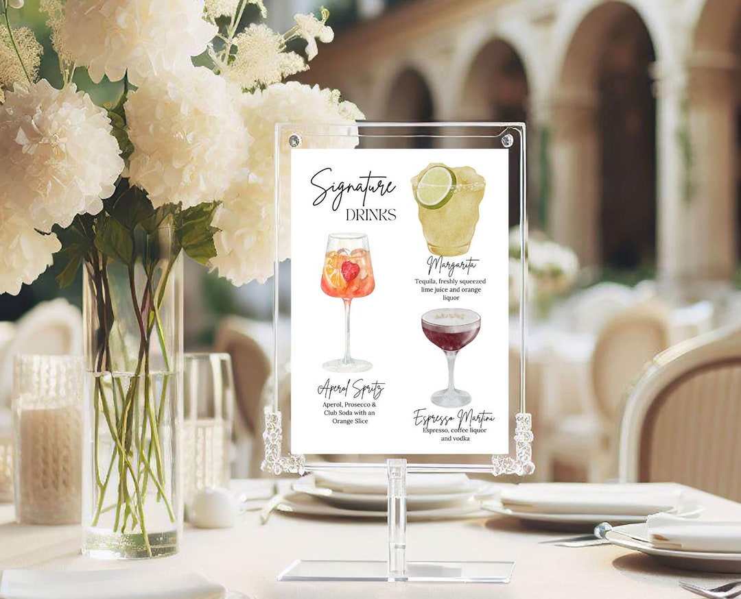 Signature Drinks| Bar Menu| His and Hers Cocktails|wedding Drink Sign ...