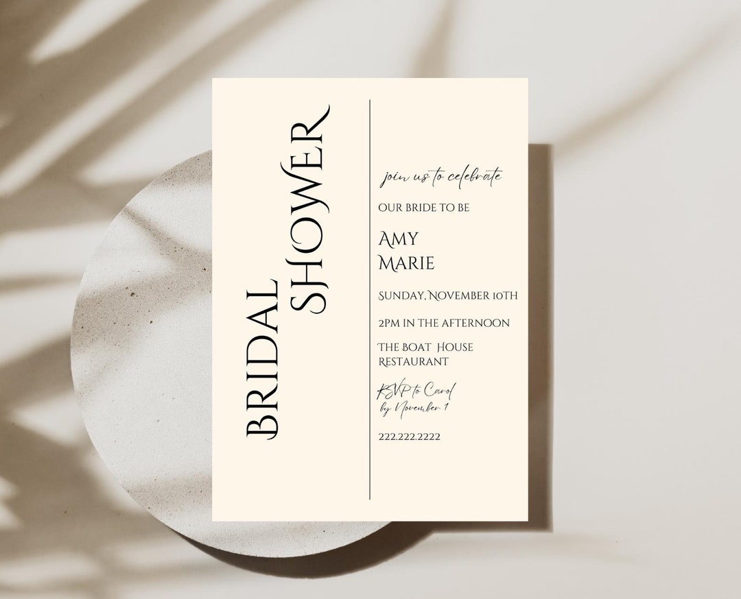Modern Bridal Shower Invitation| Classic Bridal Shower Invitation ...
