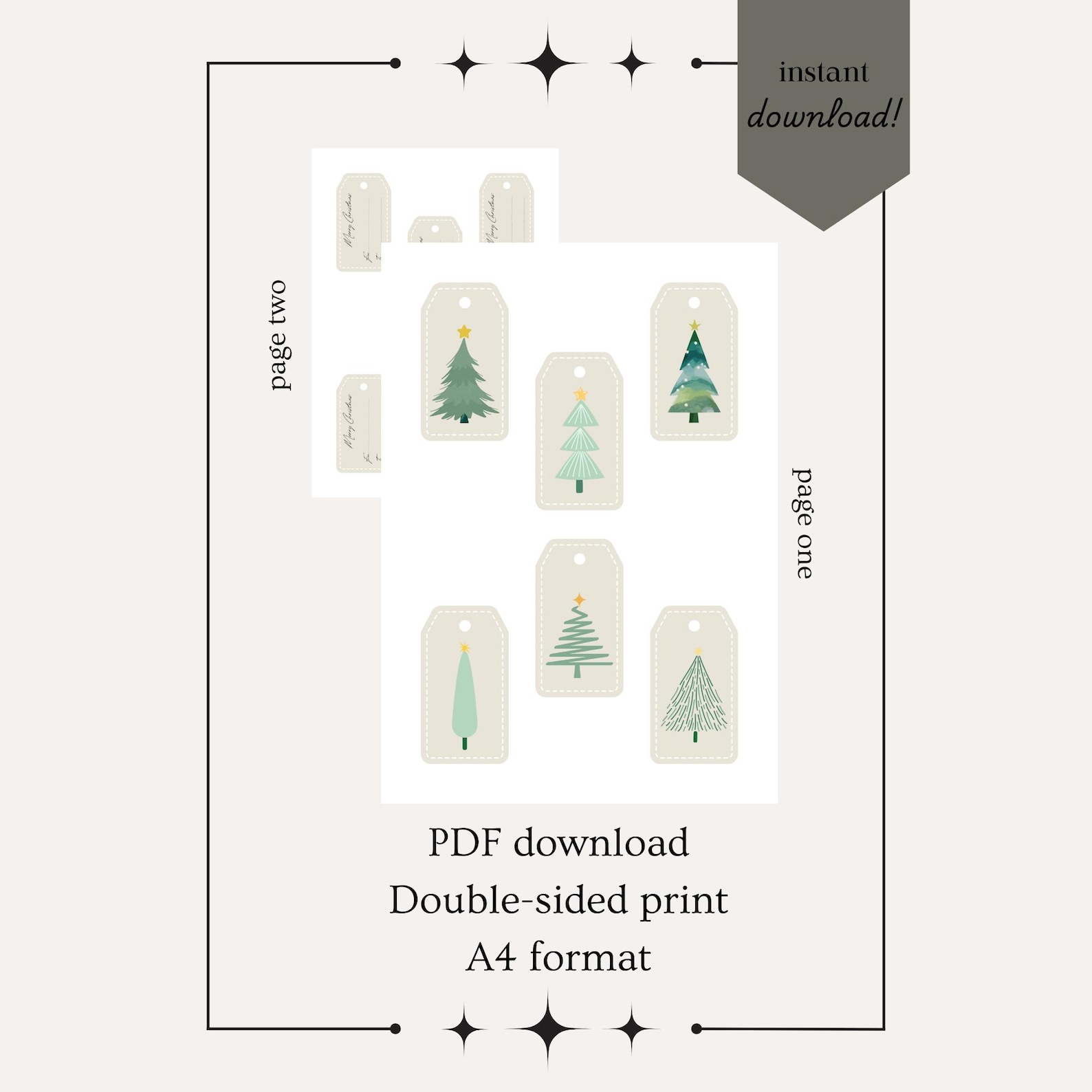 Christmas Tree Gift Tags, Printable Instant Download, Watercolor Trees ...