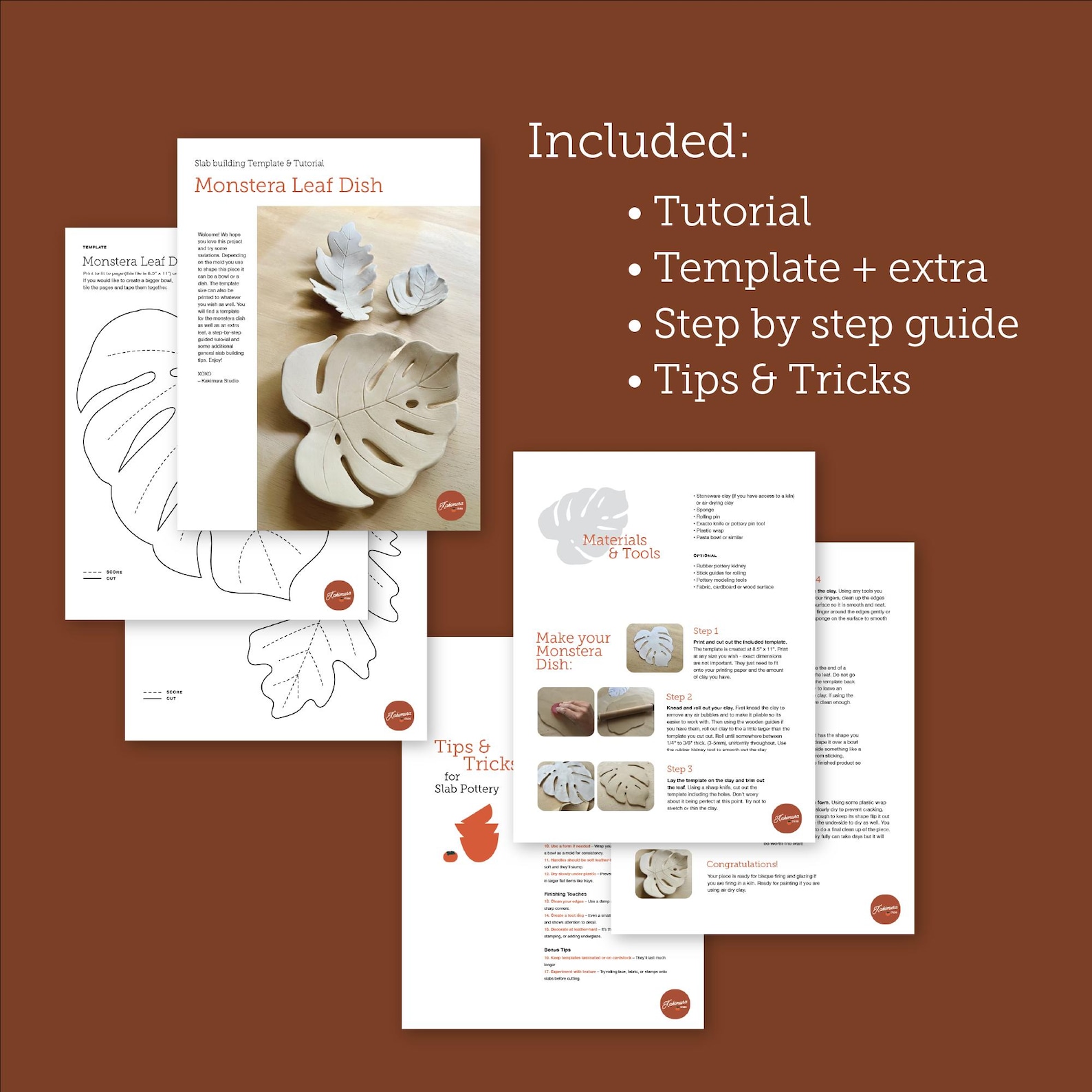 Monstera Leaf Pottery Bowl PDF Template: DIY Clay Hand Building ...