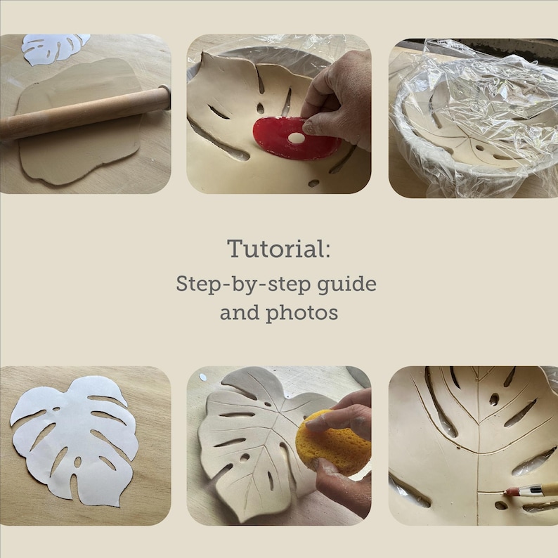 Monstera Leaf Bowl Pottery PDF Template & Tutorial – DIY PDF Pattern for Slab Building – Ceramic ...