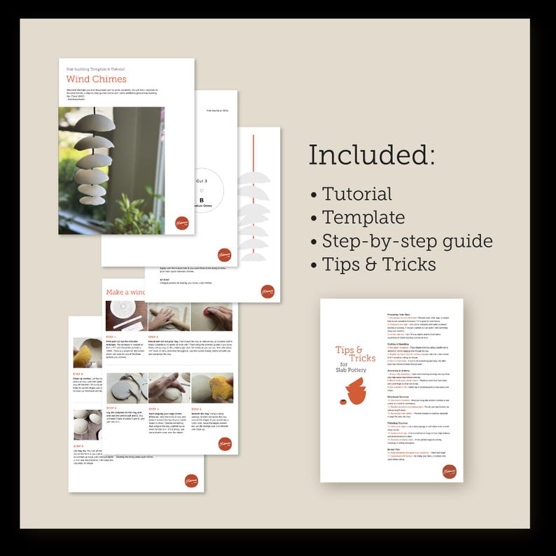 Wind Chimes Pottery Template & Tutorial – Slab Building PDF Download ...