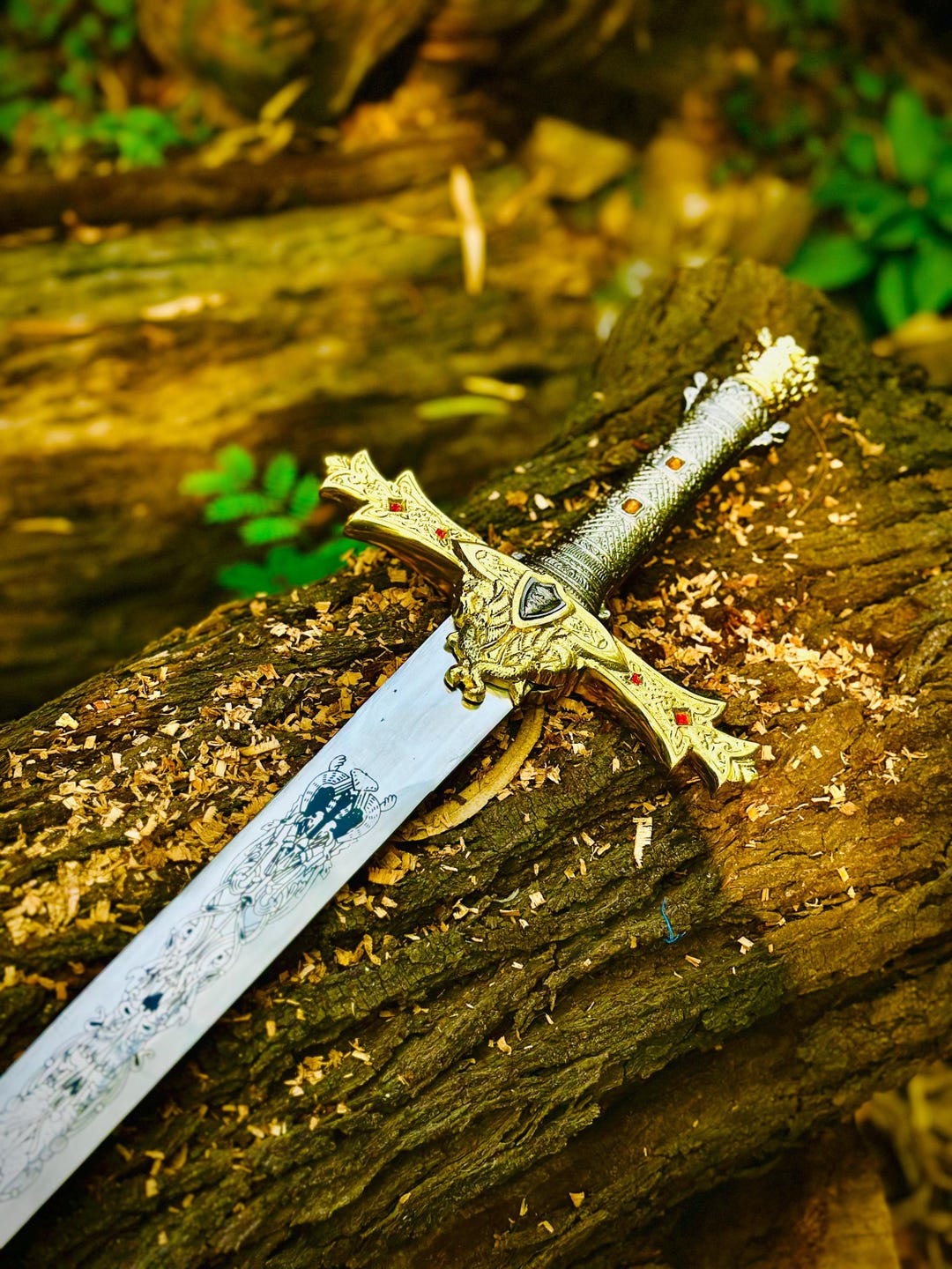 Handmade King Arthur Excalibur Sword Damascus Steel, Merlin Sword With ...