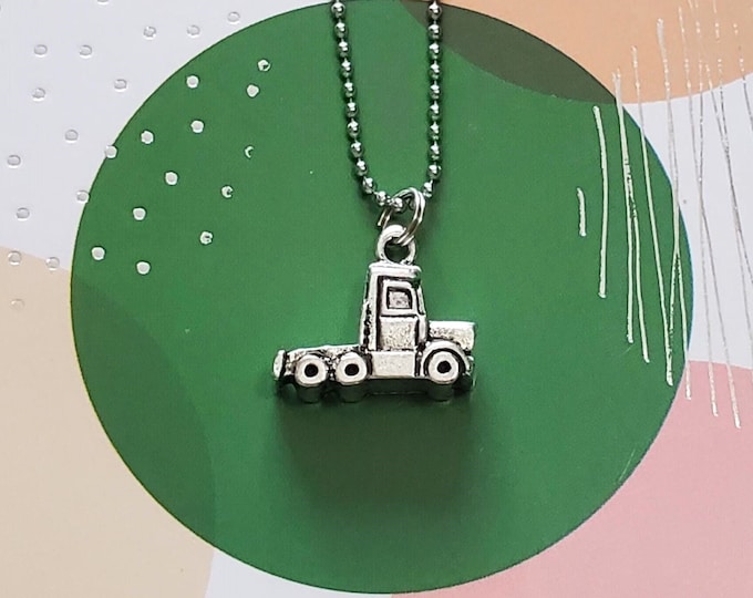 Semi-truck Charm Necklace: Antique Silver Big Rig Jewelry - Etsy