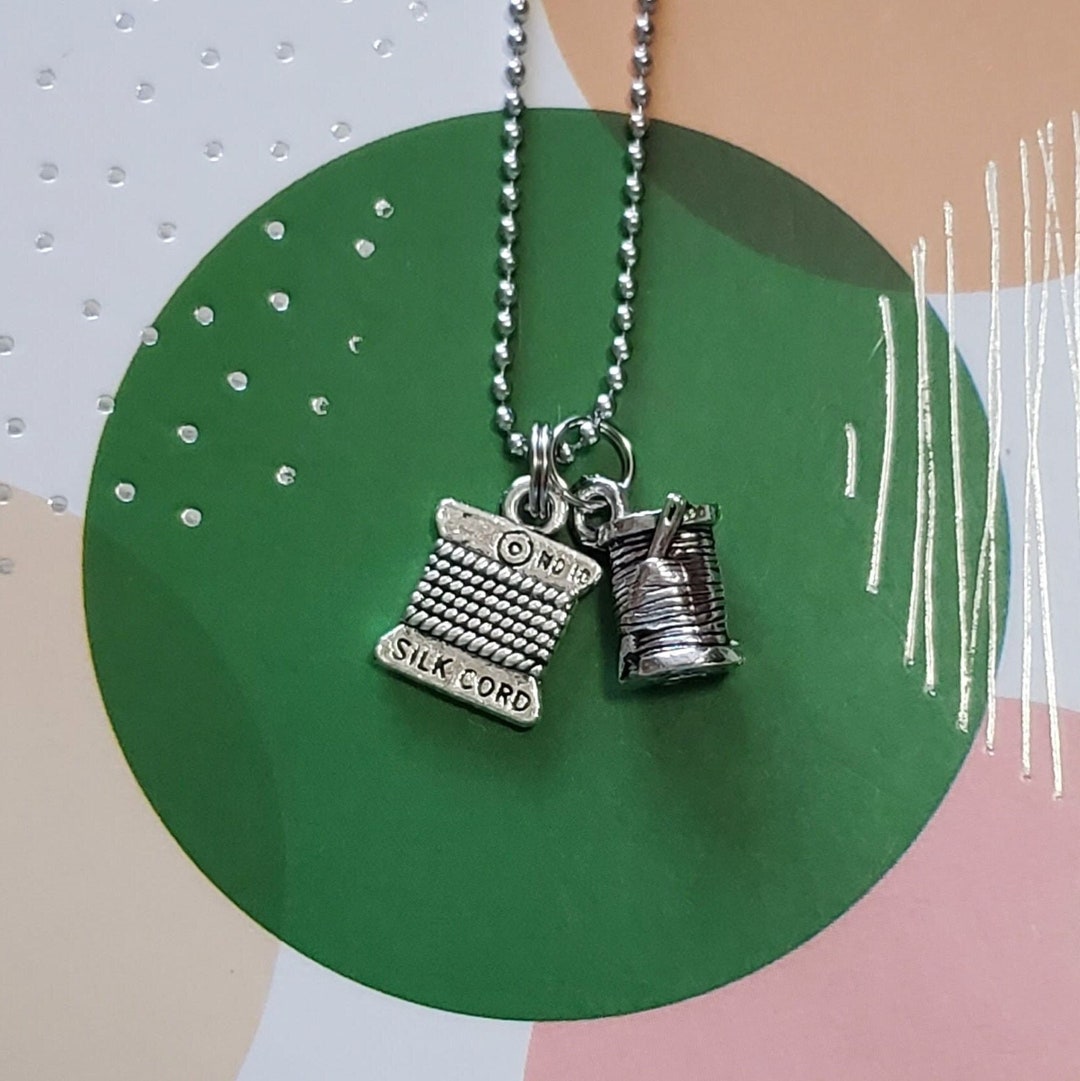 Seamstress Necklace - Thread and Needle Charm - Thread Charm - Sewing ...