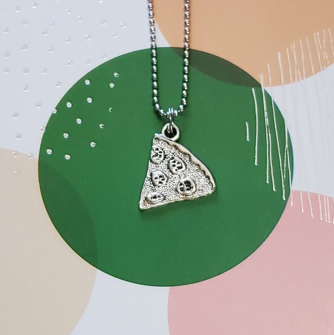 Pizza Slice Necklace: Antique Silver Foodie Gift - Etsy