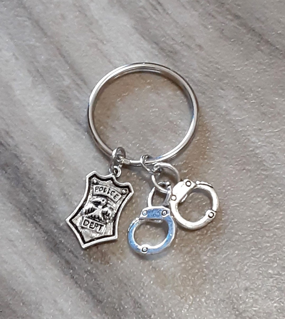 Policeman Keychain - Police Badge Charm - Handcuff Charm - Law ...