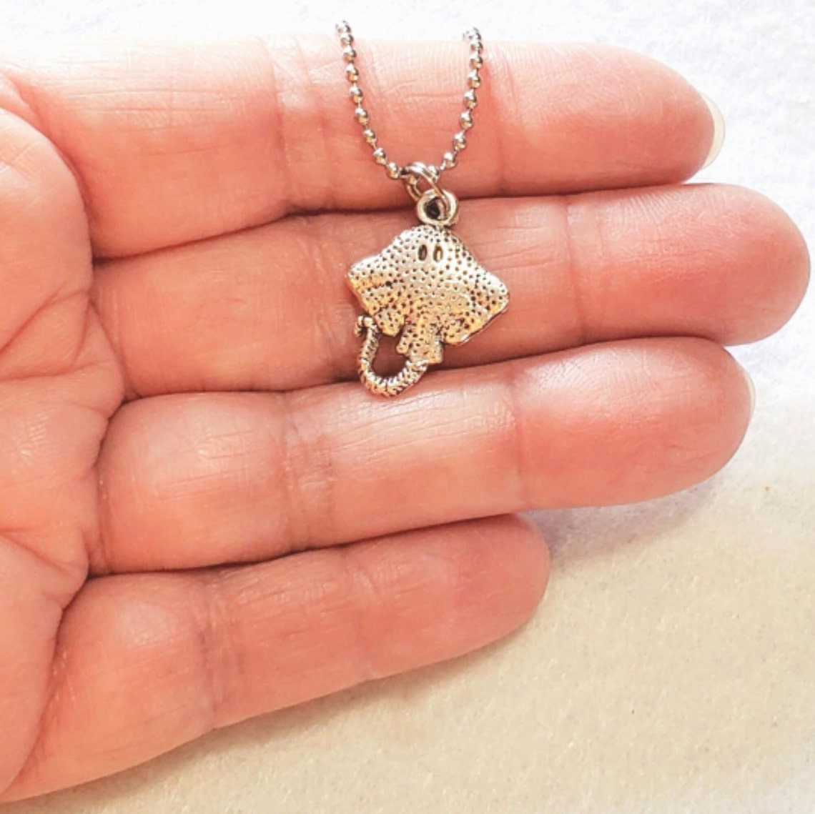 Stingray Necklace - Stingray Charm - Stingray Jewelry - Ocean Gift ...