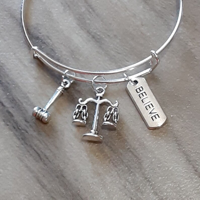 Scales of Justice Charm Bangle: Lawyer Gift, Adjustable Bracelet - Etsy